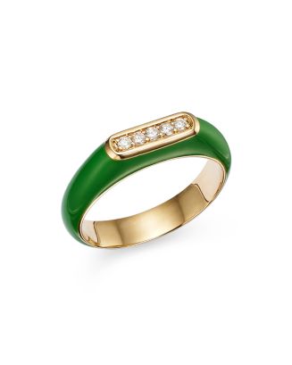 Moon & Meadow MADISON 501 Enamel Pavé Diamond Ring in 14K Yellow Gold ...