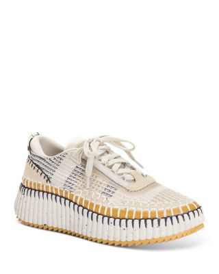 Click here for Chloe Womens Nama Woven Platform Low Top Sneakers prices