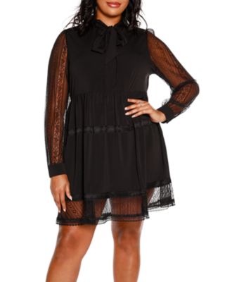 Belldini Plus Lace Tie Neck Dress | Bloomingdale's