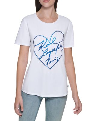 KARL LAGERFELD PARIS Cursive Logo Tee | Bloomingdale's