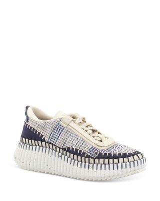 Click here for Chloe Womens Nama Woven Platform Low Top Sneakers prices