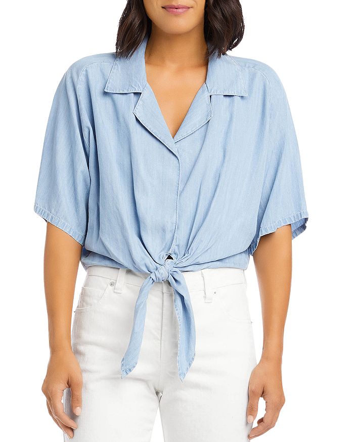 Karen Kane Tie Hem Chambray Top | Bloomingdale's