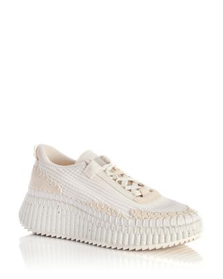 Click here for Chloe Womens Nama Woven Platform Low Top Sneakers prices