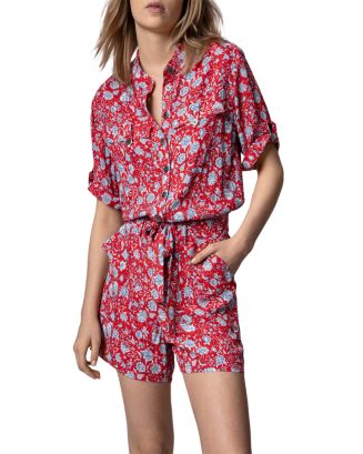 Zadig & Voltaire Cookis Floral Print Romper | Bloomingdale's