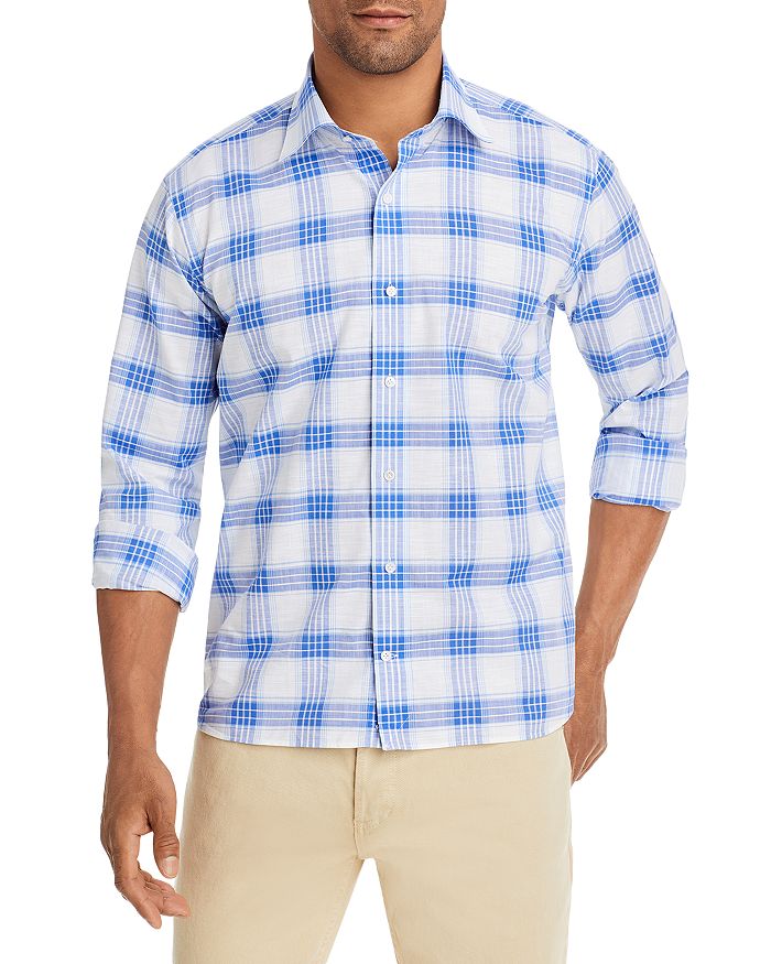Peter Millar Crafted Duke Grid Pattern Long Sleeve Shirt | Bloomingdale's