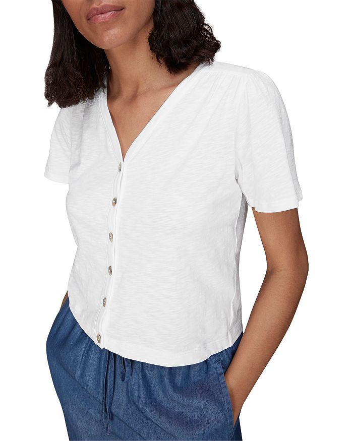 Whistles Maeve V Neck Button Front Tee | Bloomingdale's