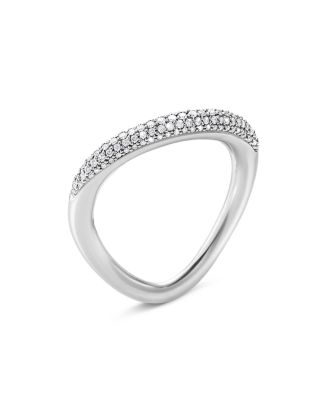 Georg Jensen Sterling Silver Offspring Diamond Pavé Wavy Ring ...
