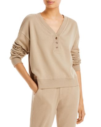 CHASER Drop Shoulder Henley Sweatshirt - 100% Exclusive | Bloomingdale's