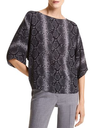 Michael Kors Collection Nikki Python Print Silk Blouse | Bloomingdale's