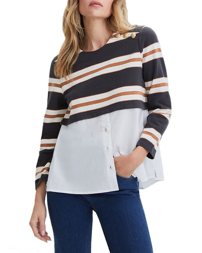 Veronica Beard Bertie Cotton Layered Look Top | Bloomingdale's