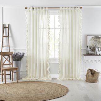 Elrene Home Fashions Bella Tab-Top Ruffle Sheer Window Curtain Panel ...