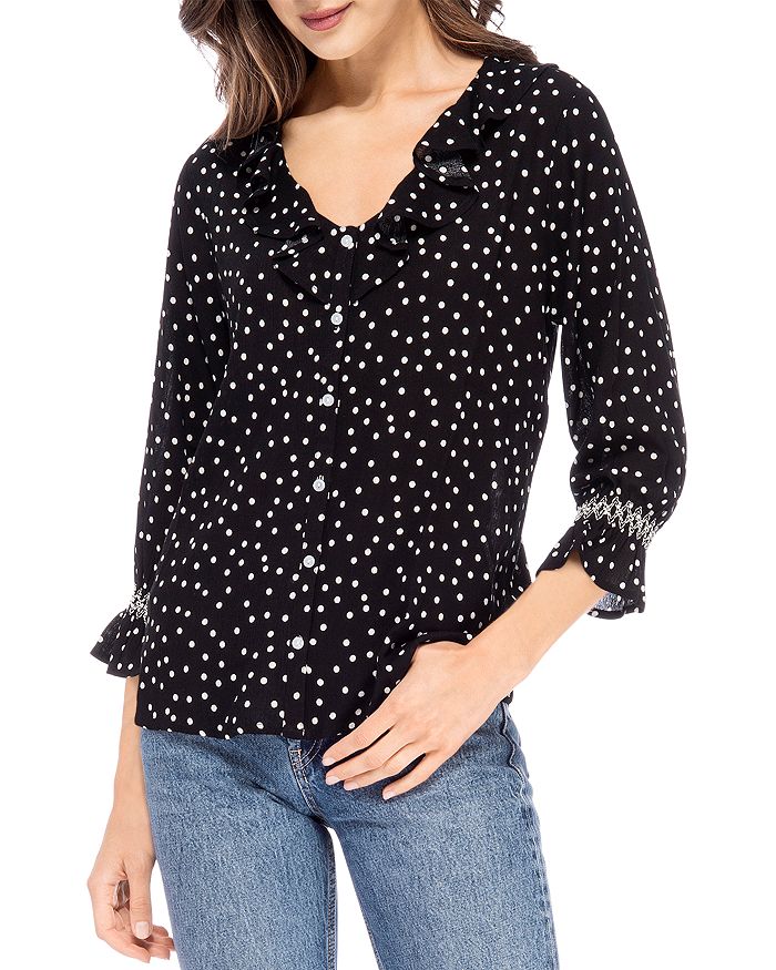 B Collection by Bobeau Ruffled Dot Print Top | Bloomingdale's