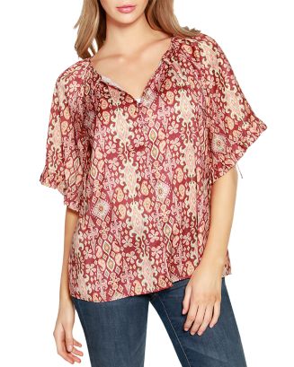 Belldini Printed Split Neck Blouse | Bloomingdale's