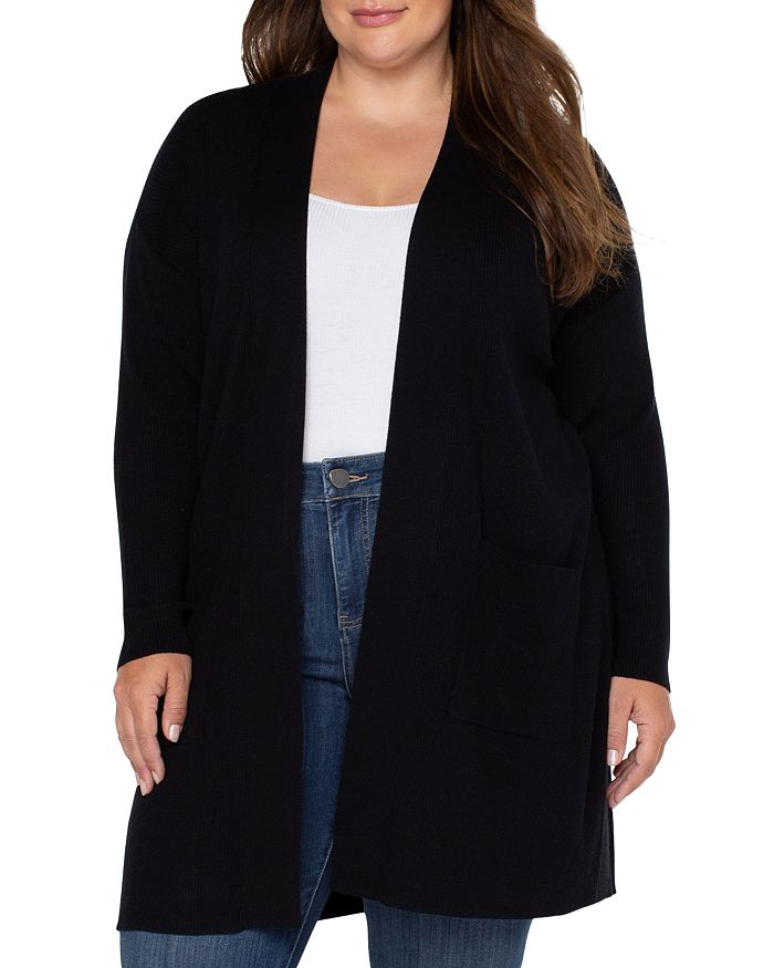 Liverpool Los Angeles Plus Ribbed Open Front Cardigan | Bloomingdale's