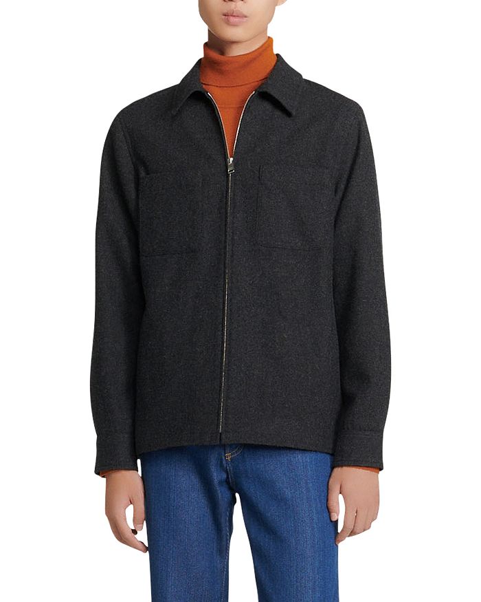 Sandro Wool Blend Full Zip Shirt Jacket | Bloomingdale's