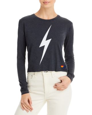 Aviator Nation Bolt Long Sleeve Boyfriend Tee In Char | ModeSens