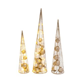 Gerson Company Gold Tone Lighted Wire Trees, Set of 3 | Bloomingdale's
