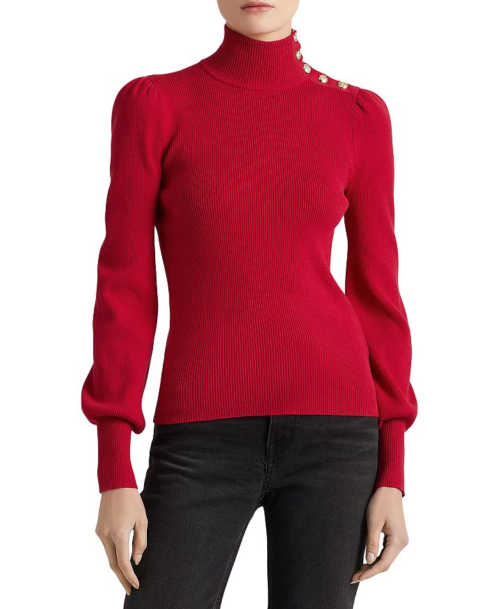 Ralph Lauren Puff Sleeve Button Shoulder Top | Bloomingdale's