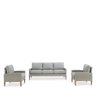 Crosley Sparrow & Wren Capella Outdoor Wicker 3 Piece Sofa Set ...