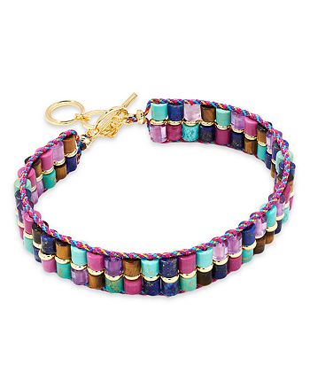 Kendra Scott Bree Mixed Gemstone Beaded Flex Bracelet in 14K Gold ...