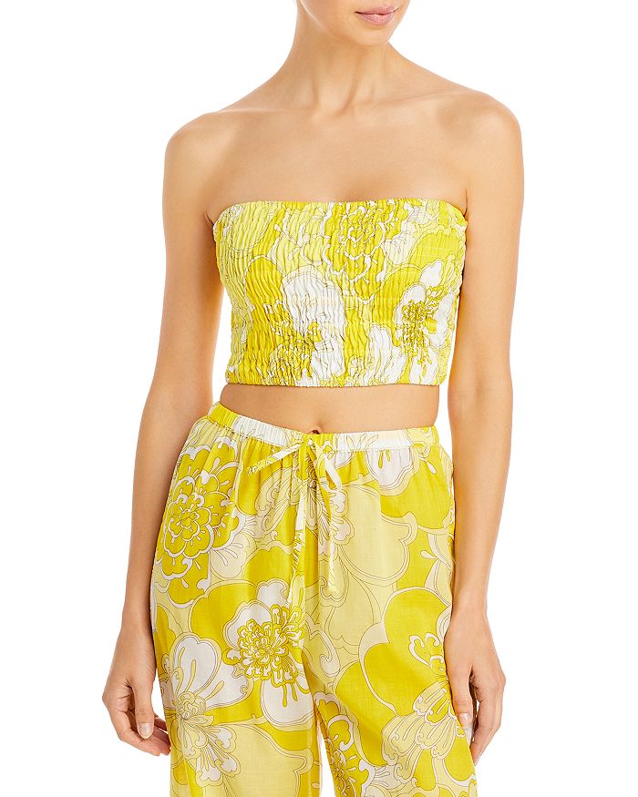 Faithfull the Brand Calla Floral Print Smocked Bandeau Top | Bloomingdale's