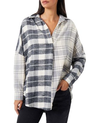 FRENCH CONNECTION Cotton Arla Contrast Plaid Flannel Shirt | Bloomingdale's