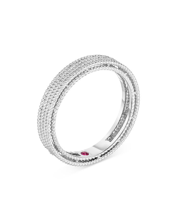 Roberto Coin 18K White Gold Symphony Multirow Textured Ring ...
