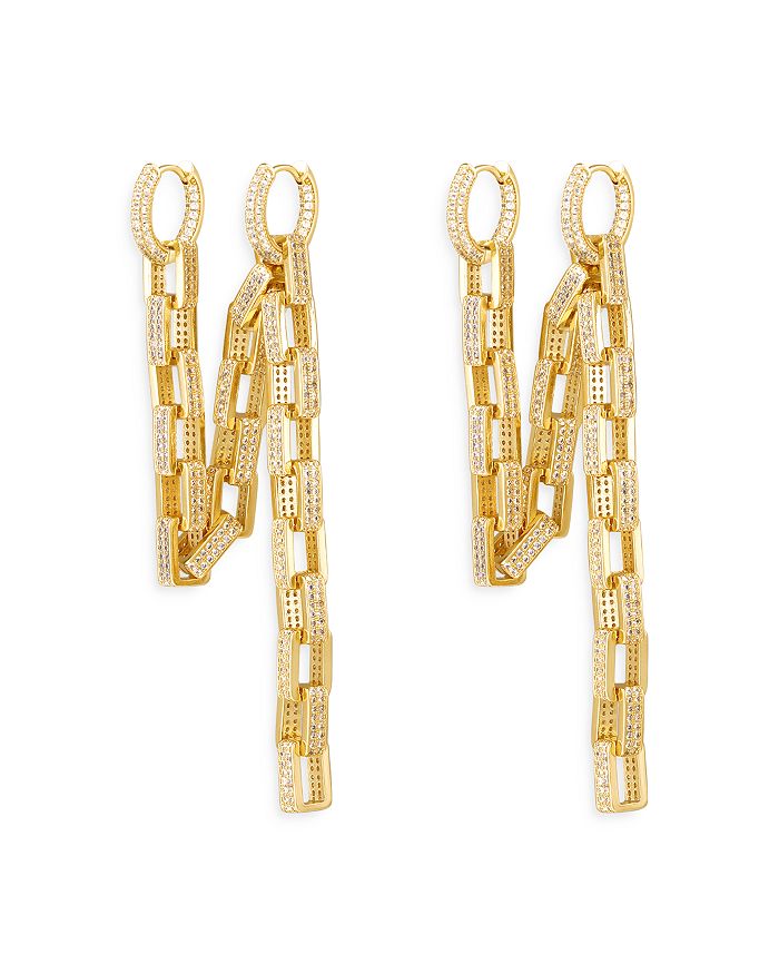 Luv Aj Jagger Chain Double Piercing Hoop Earrings in 14K Gold Plated ...