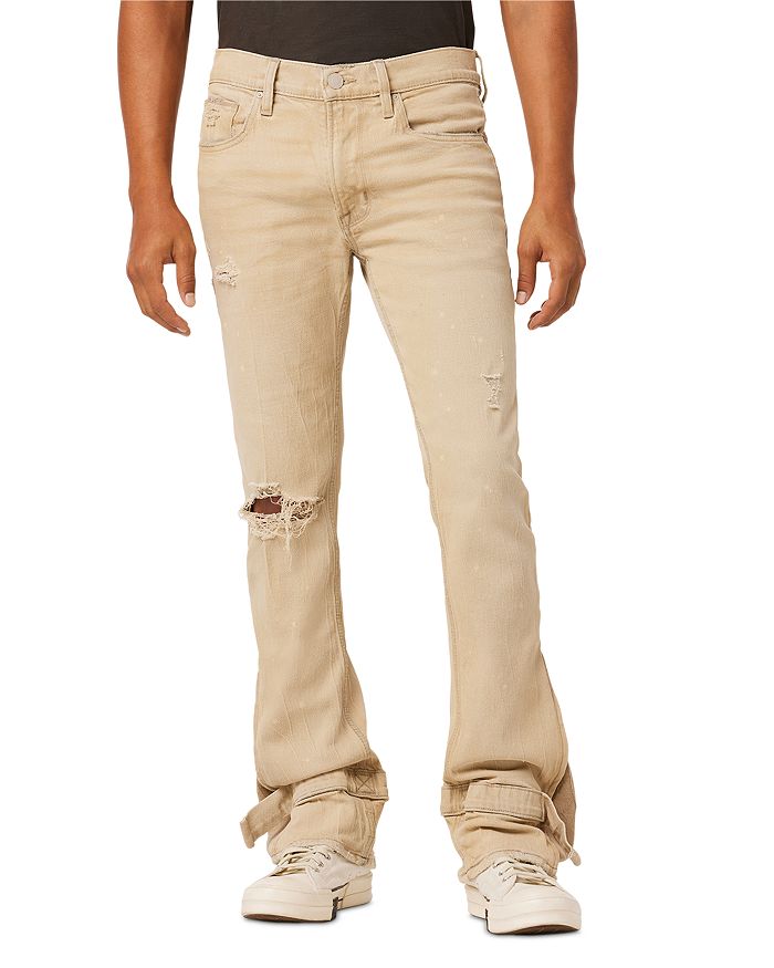 Hudson Jack Kick Flare Deconstructed Jeans in Distress Tan | Bloomingdale's