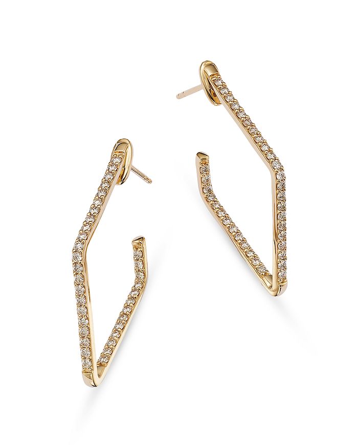 Bloomingdale's Diamond Geometric Hoop Earrings in 14K Yellow Gold, 1.00 ...