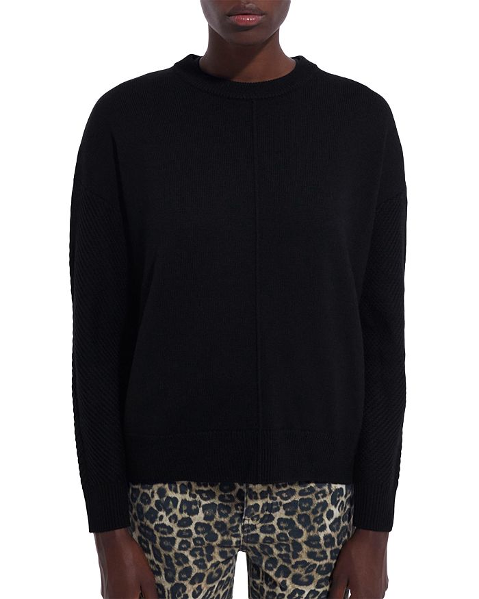 The Kooples Wool Ribbed Sleeve Sweater | Bloomingdale's