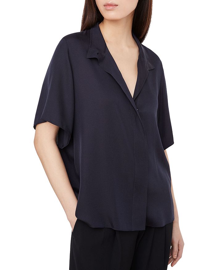 Vince Stand Collar Silk Top | Bloomingdale's