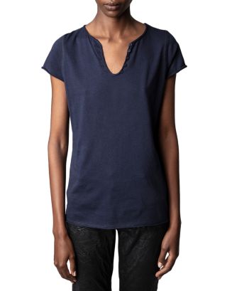 Zadig & Voltaire Short Sleeve Logo Henley Tee | Bloomingdale's