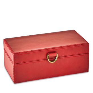Global Views Marbled Leather D Ring Box in Deep Red, Small | Bloomingdale's