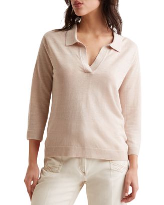 Gerard Darel Lealine Linen Polo Sweater | Bloomingdale's