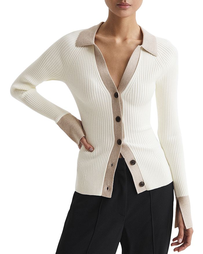 REISS Alicia Color Blocked Cardigan | Bloomingdale's