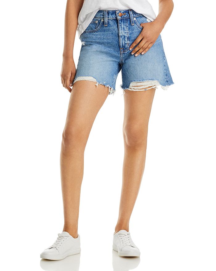 Madewell Mid Length High Rise Distress Shorts | Bloomingdale's