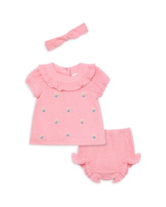 Little Me Girls' Floral Embroidered Cotton Gauze Top, Bloomers ...