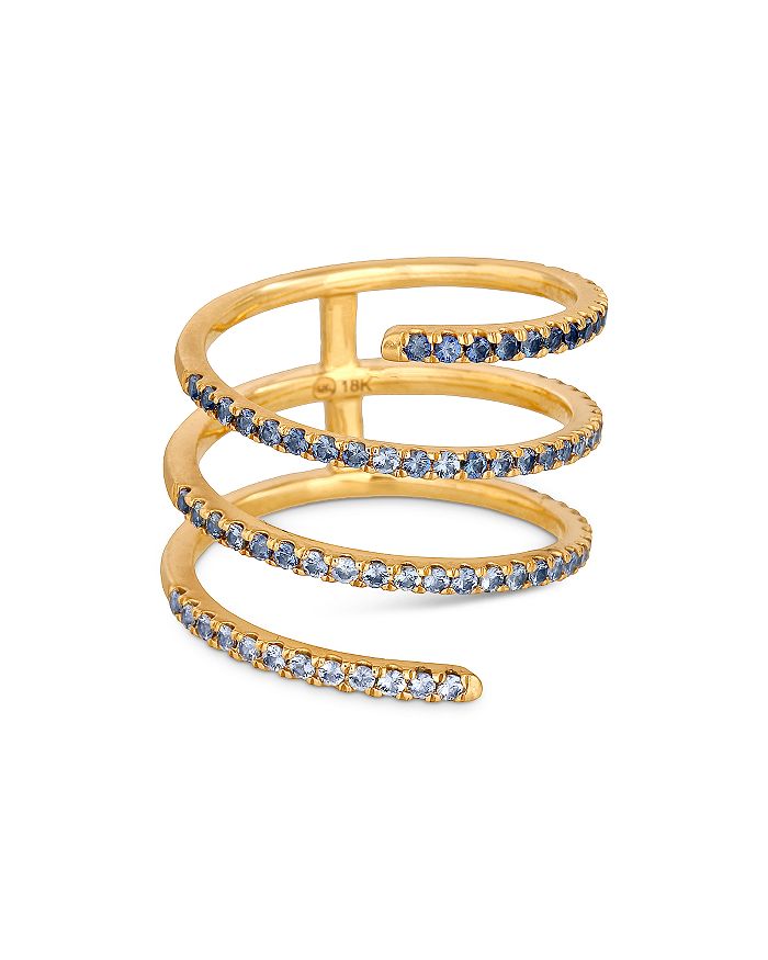 Sandy Leong 18K Yellow Gold Twilight Ombré Blue Sapphire Coil Ring ...