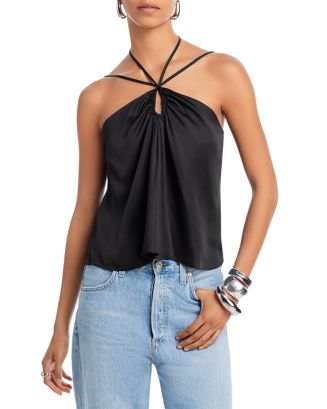 AQUA Sleeveless Keyhole Top - 100% Exclusive | Bloomingdale's