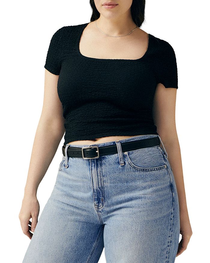 Madewell Textured Square Neck Crop Top | Bloomingdale's