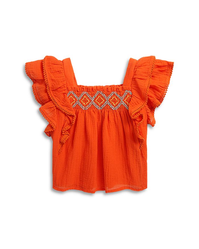 Ralph Lauren Girls' Cotton Gauze Ruffled Top - Little Kid, Big Kid ...