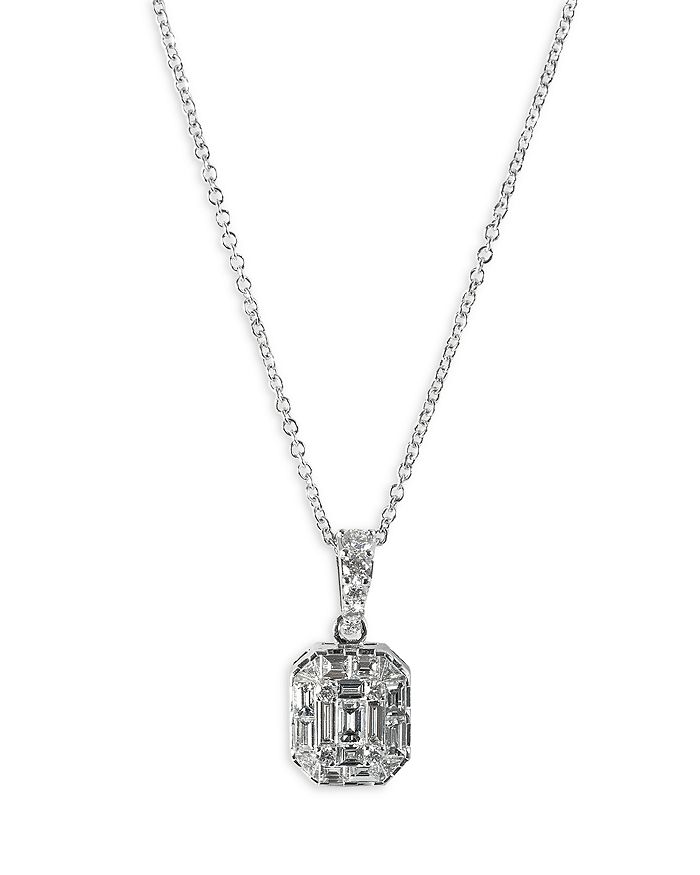 ZYDO 18K White Gold Mosaic Diamond Octagon Pendant Necklace, 16 ...