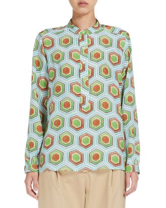 Marella Meringa Geo Print Silk Blouse | Bloomingdale's