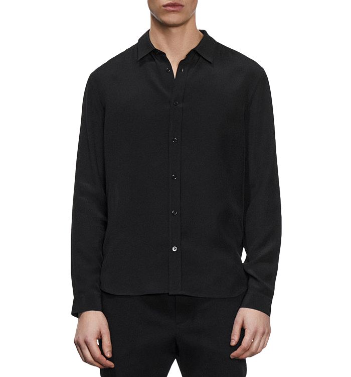 The Kooples Washed Silk Button Front Shirt | Bloomingdale's