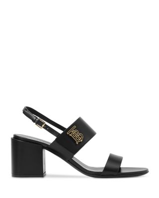 Burberry Women's Virginia Monogram Leather Slingback Sandals ...