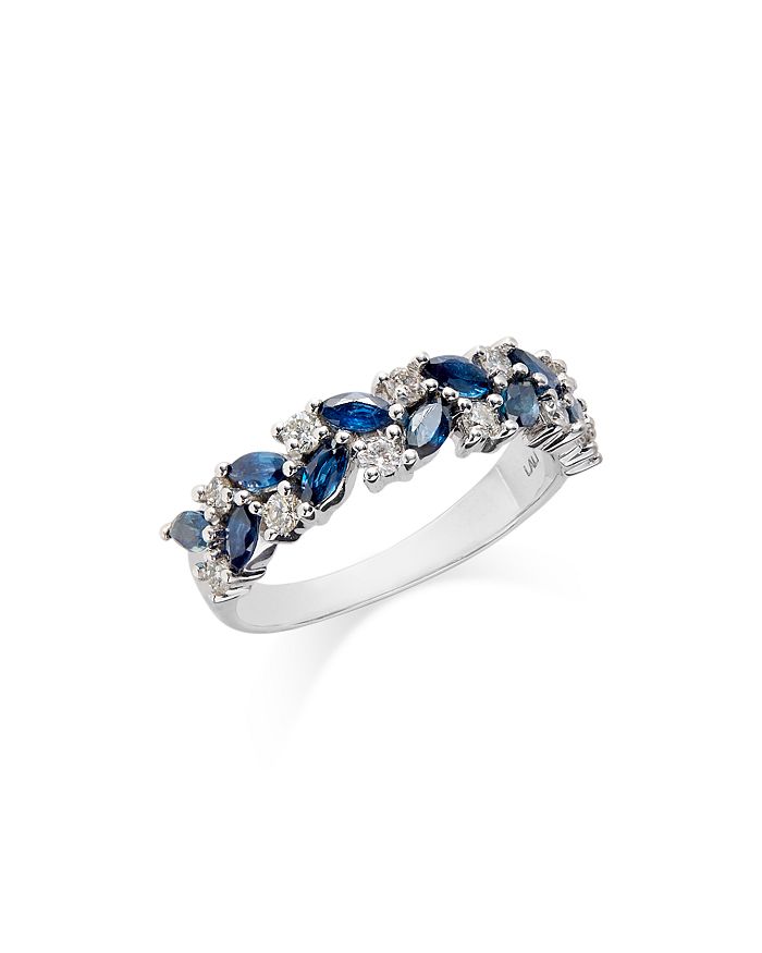 Bloomingdale's Blue Sapphire & Diamond Cluster Ring in 14K White Gold ...