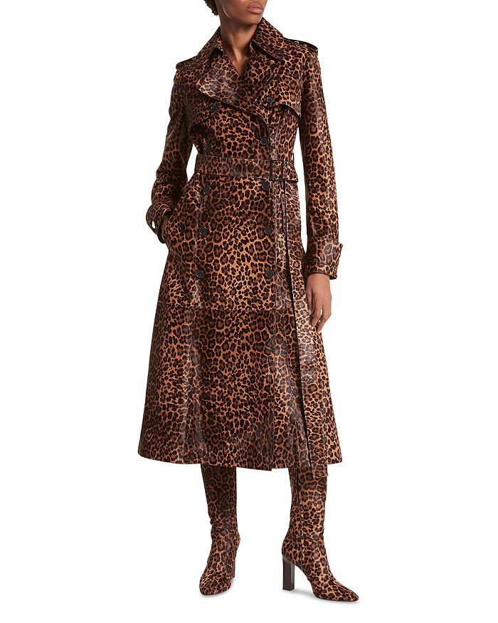 Michael Kors Collection Leopard Print Calf Hair Trench Coat | Bloomingdale's