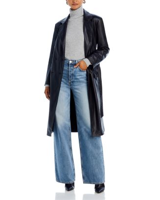 AG x EmRata Valentina Classic Fit Belted Faux Leather Coat | Bloomingdale's