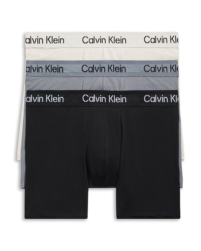 Calvin Klein Cotton Stretch Mid Rise Stencil Logo Waistband Boxer Briefs, Pack of 3 | Bloomingdale's